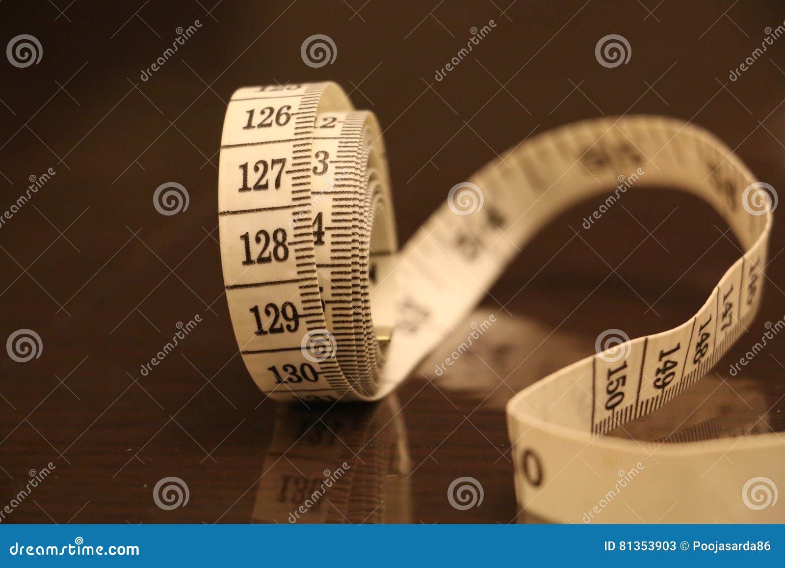 Measuring Tape Numbers Strip Brown White Background Roll Stock Image ...