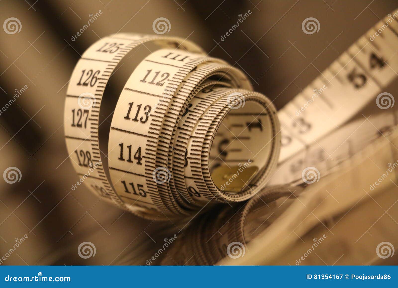 Measuring Tape Numbers Strip Brown White Background Roll Stock Image ...