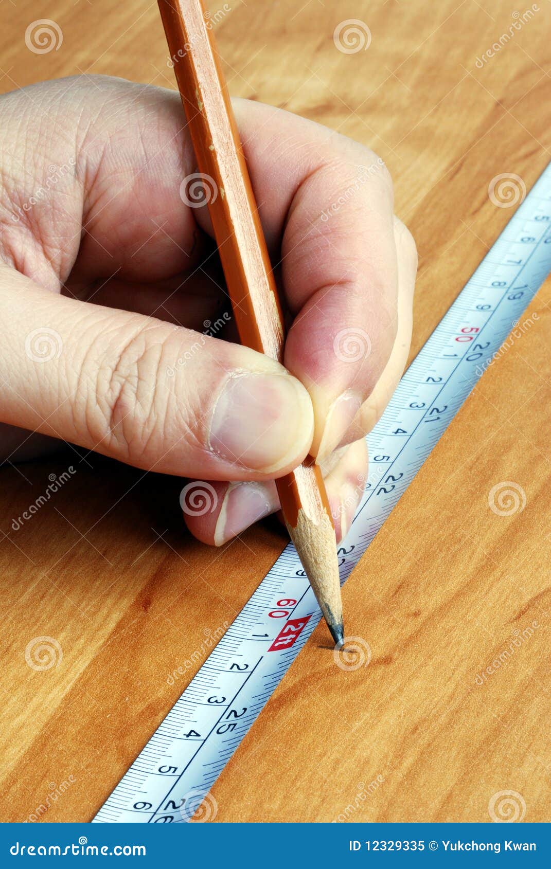 Measuring tape and pencil stock image. Image of drawings - 12329335