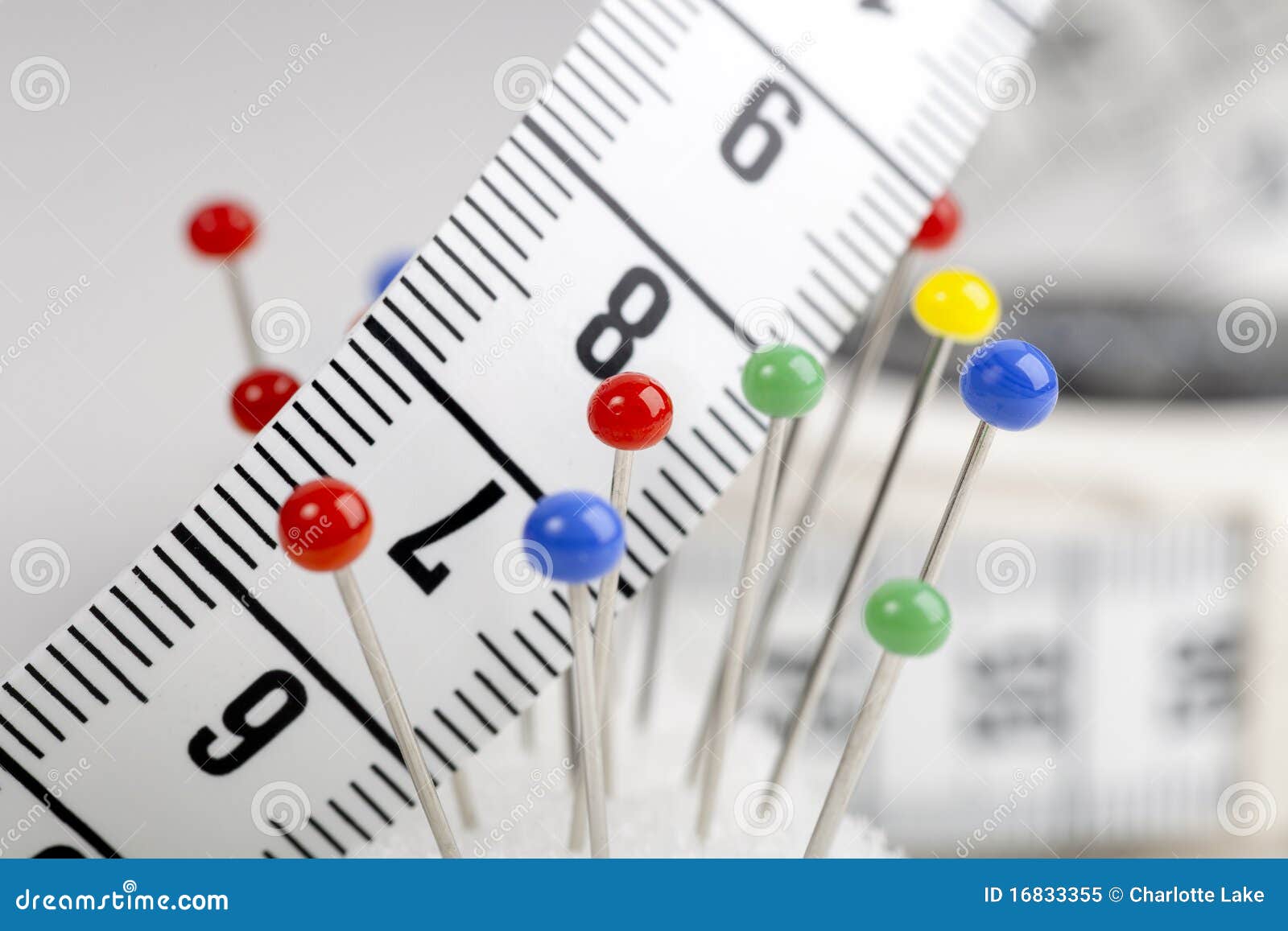 Measuring Tape and Pins stock image. Image of measure - 16833355