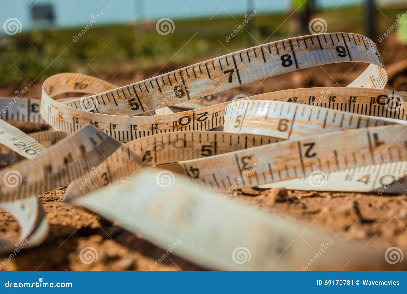 Measuring Tape Placed on the Ground at a Construction Site Stock Image ...