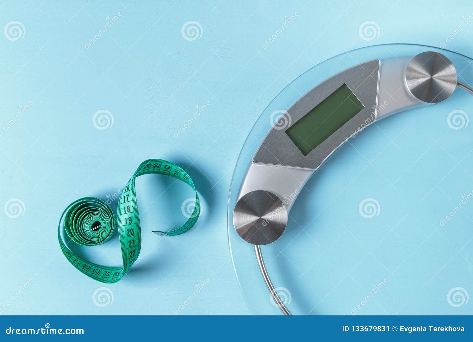 Measuring Tape and Scales on Blue Background Stock Image - Image of ...