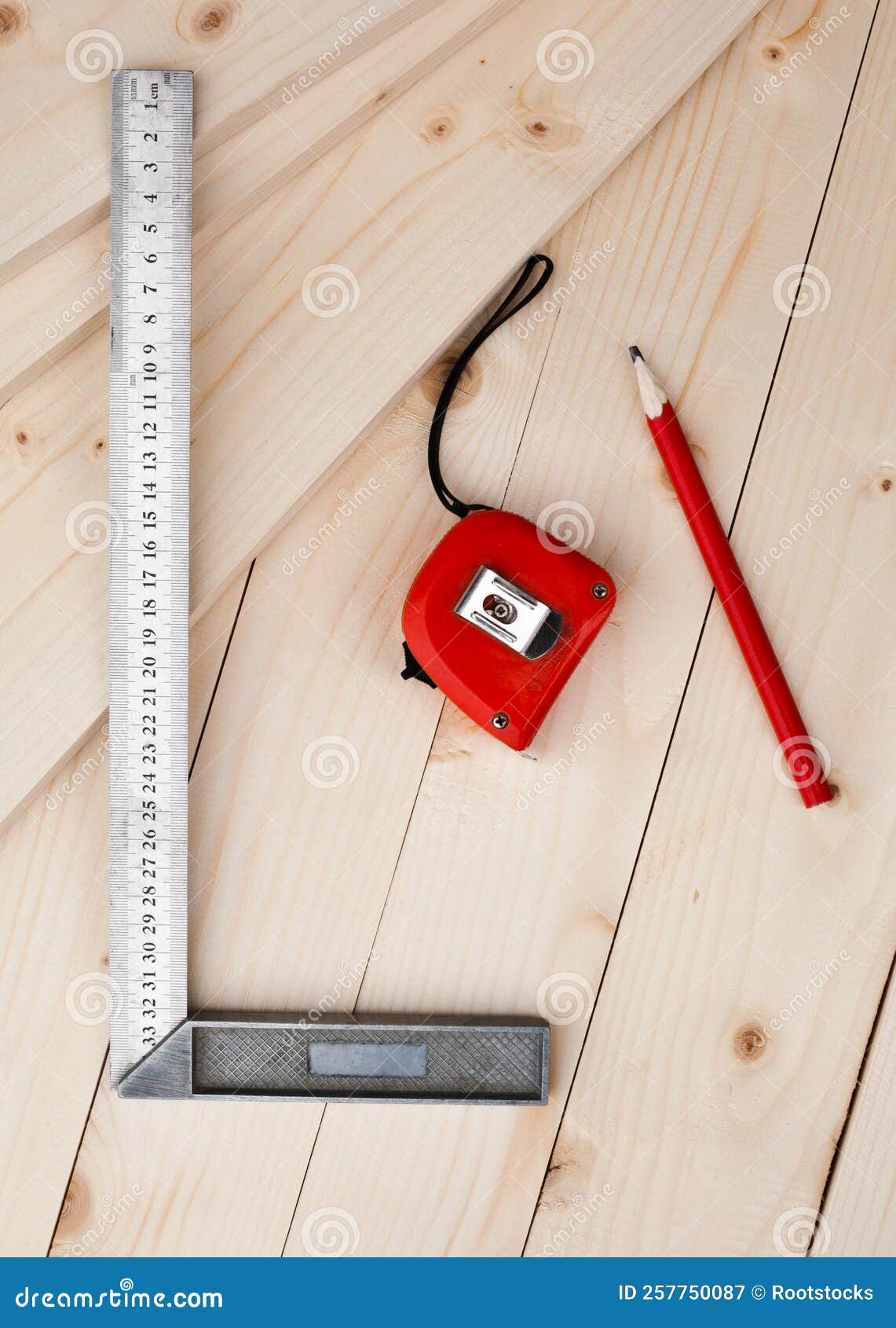 A Measuring Tape, a Square and a Pencil Stock Image - Image of industry ...