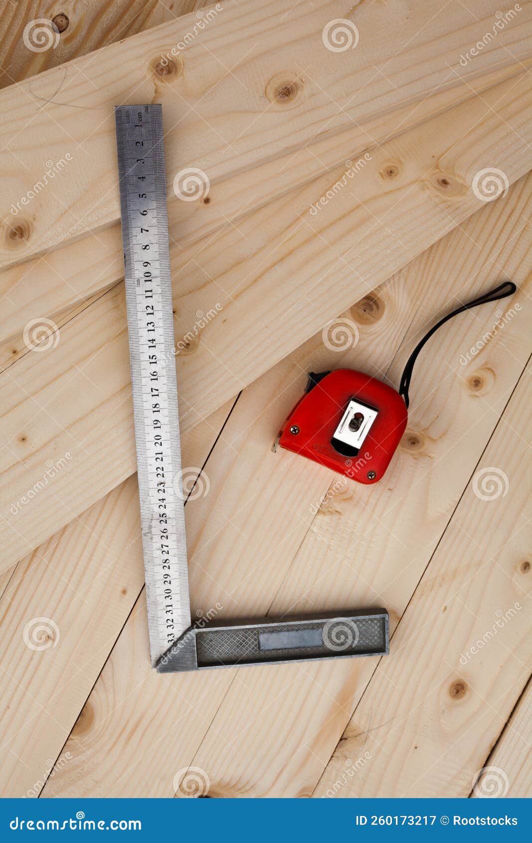 A Measuring Tape and a Square Stock Image - Image of equipment ...