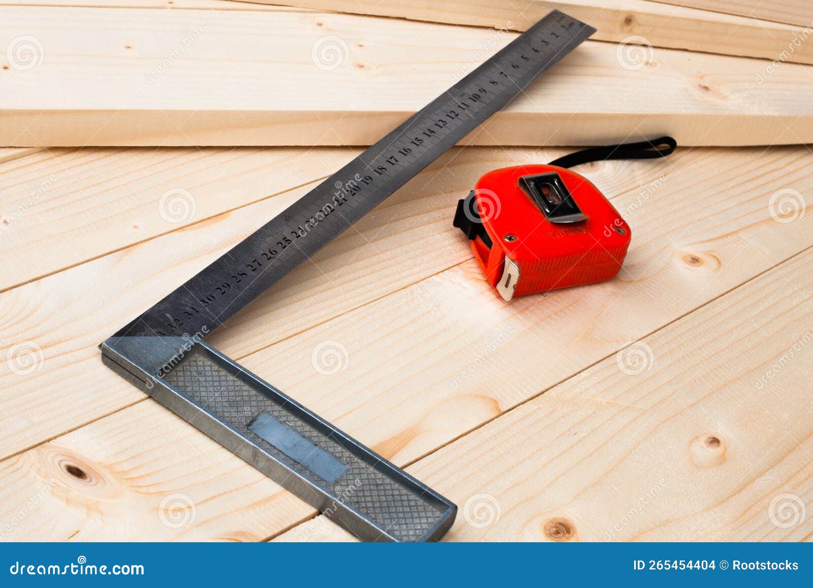 A Measuring Tape and a Square Stock Photo - Image of distance, building ...