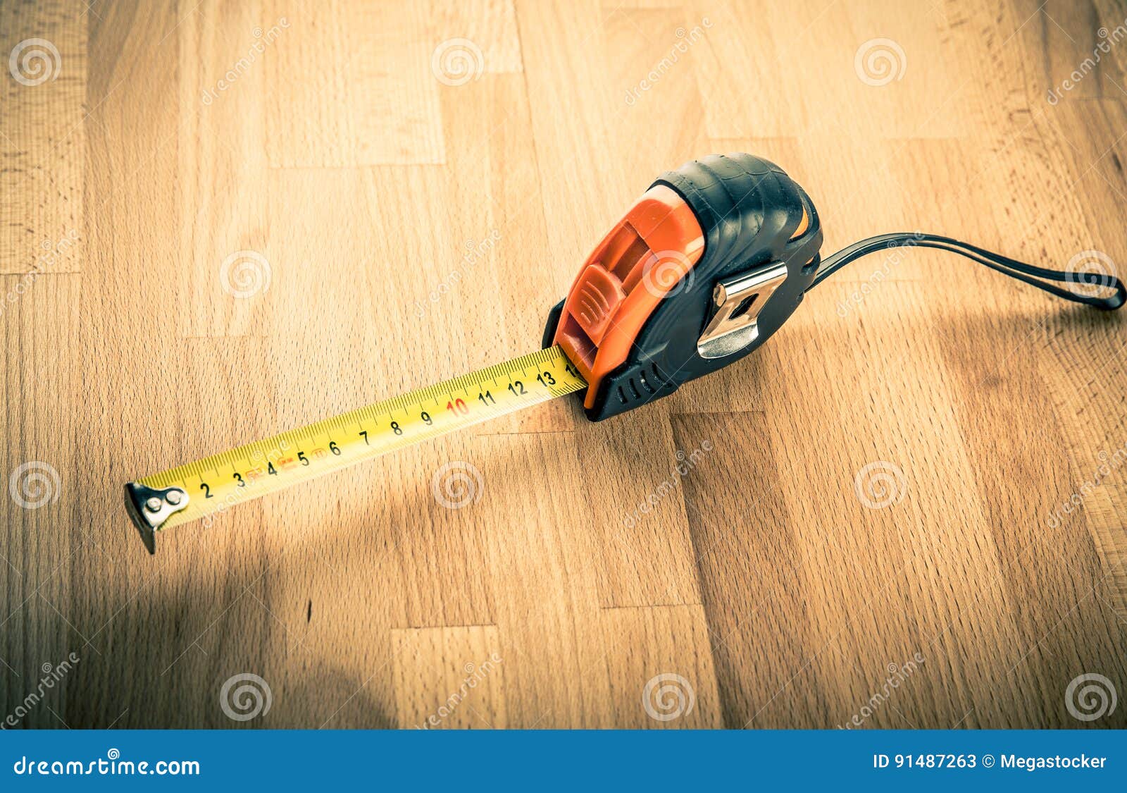 Measuring tape on table stock image. Image of meter, rolled - 91487263