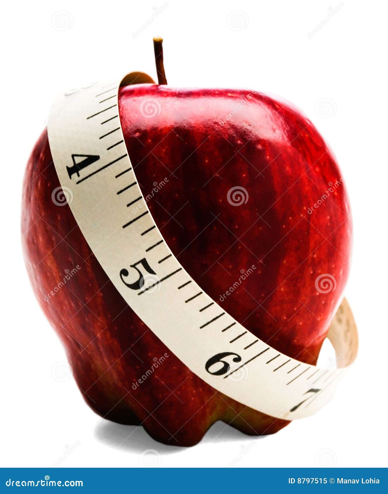 Measuring Tape Wrapped Around Apple Stock Image - Image of fresh ...