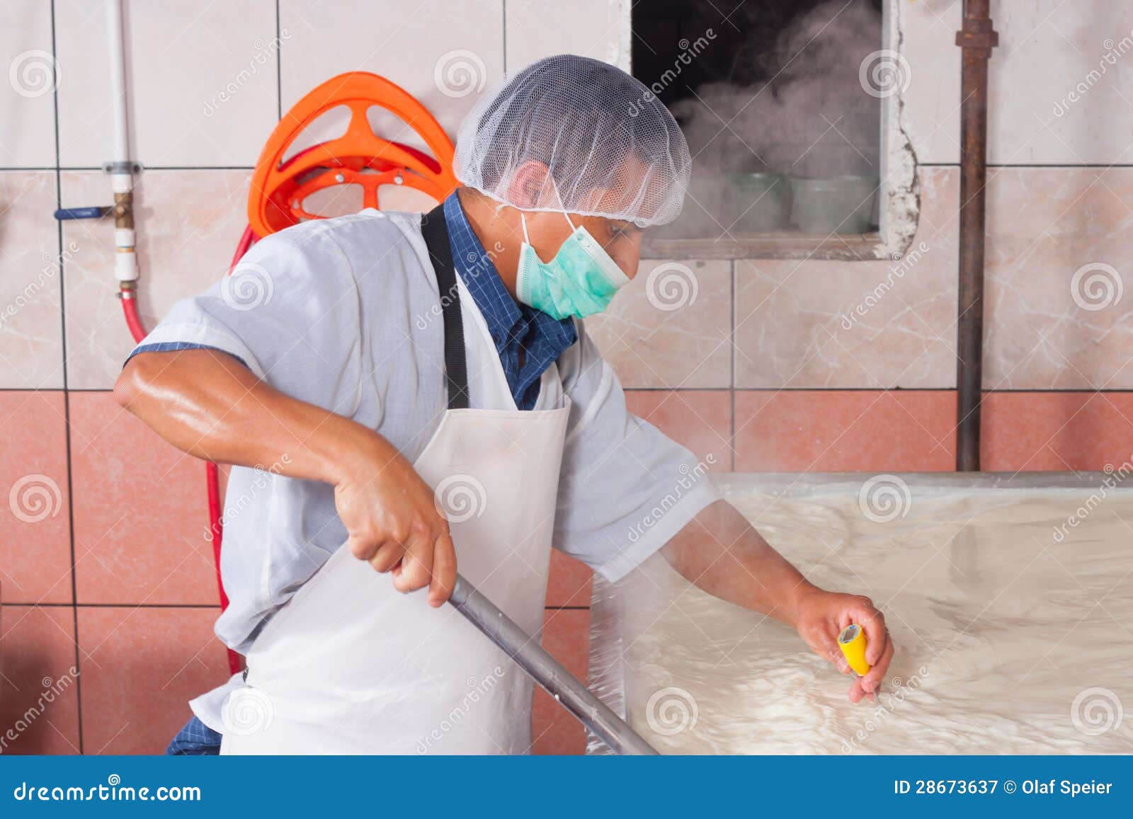 Measuring Temperature in Factory Stock Image - Image of cheese, male ...