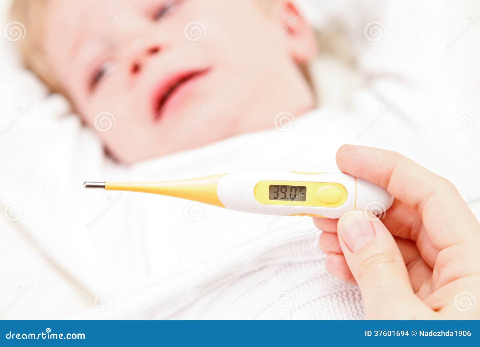 Measuring Temperature for Little Boy Stock Photo - Image of health ...
