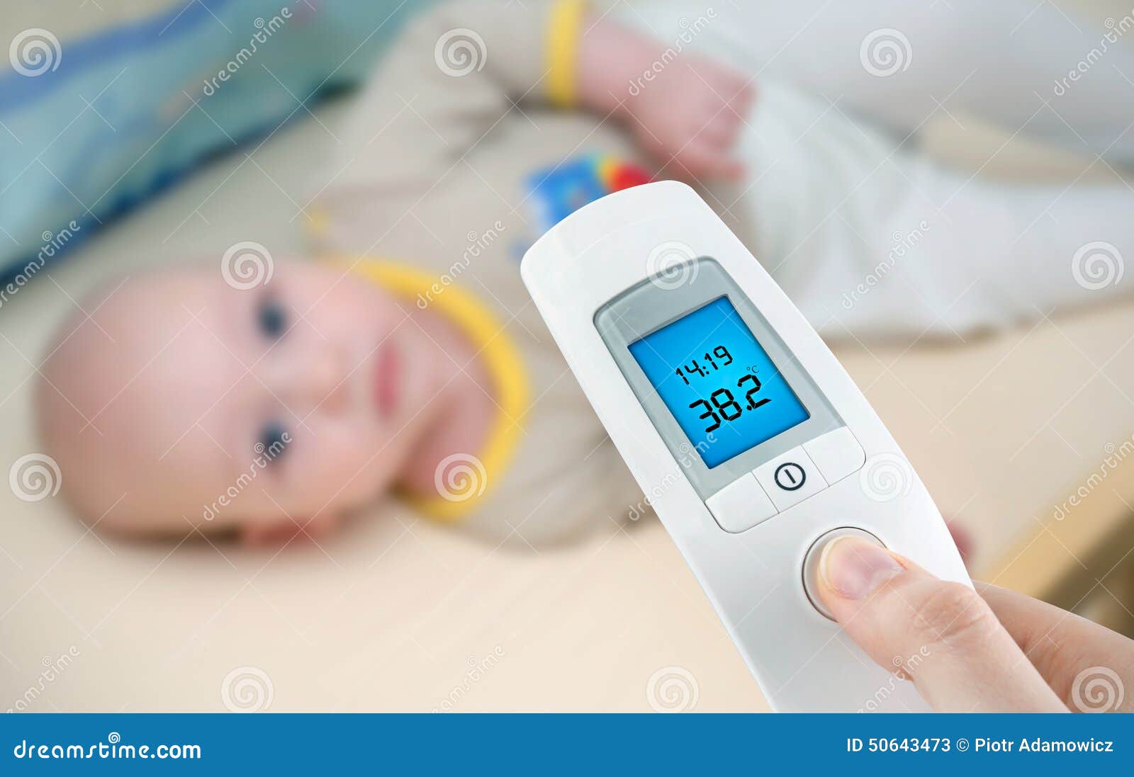 Measuring Temperature To a Baby Stock Image - Image of love, home: 50643473