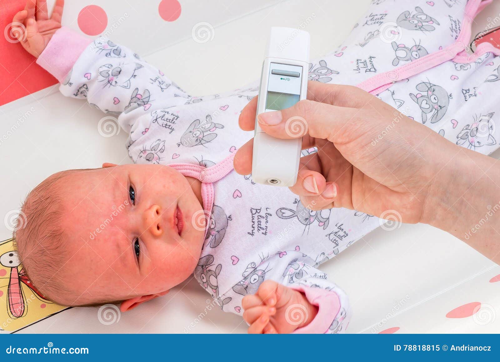 Measuring Temperature To a Baby with Thermometer Stock Image - Image of ...