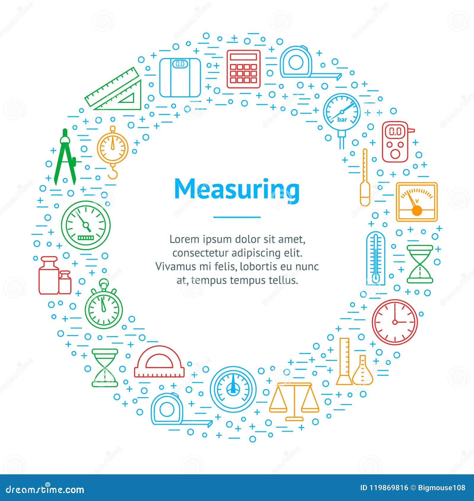 Measuring Thin Line Banner Card Circle. Vector Stock Vector ...