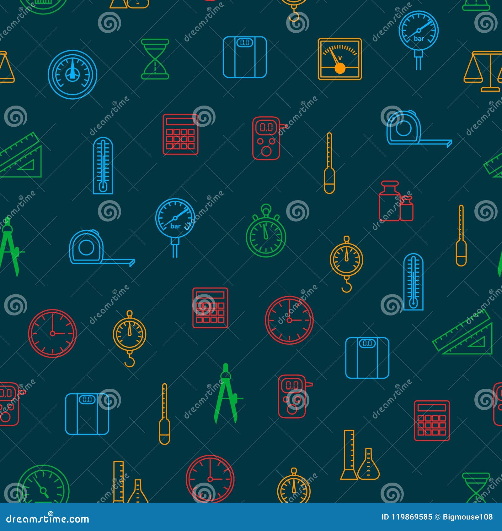 Measuring Thin Line Seamless Pattern Background. Vector Stock Vector ...