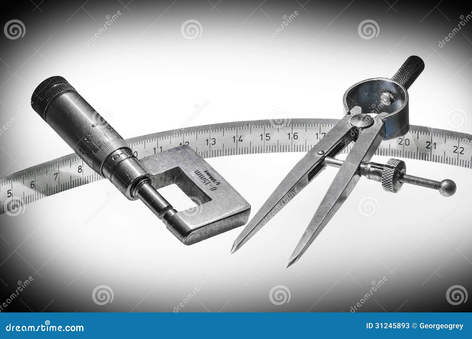Measuring Tool Micrometer with Ruler and Circle 5 Stock Image - Image ...