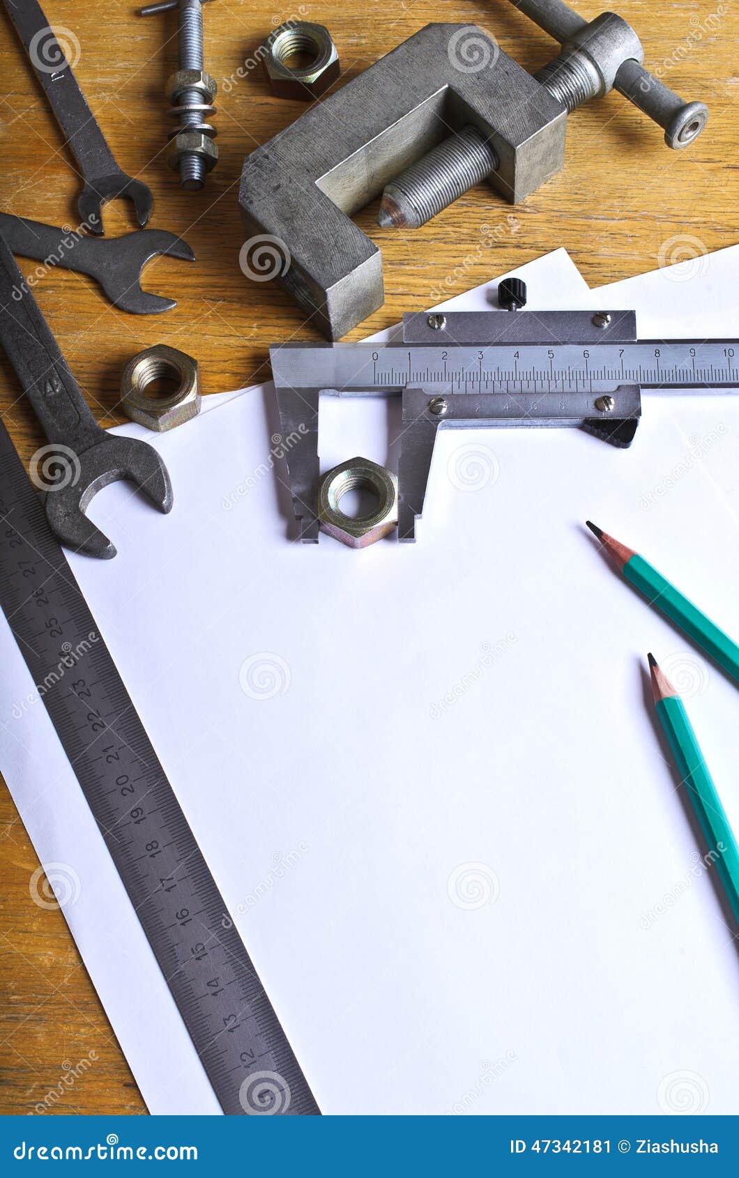 The Measuring Tool and White Sheets Stock Image - Image of blueprint ...