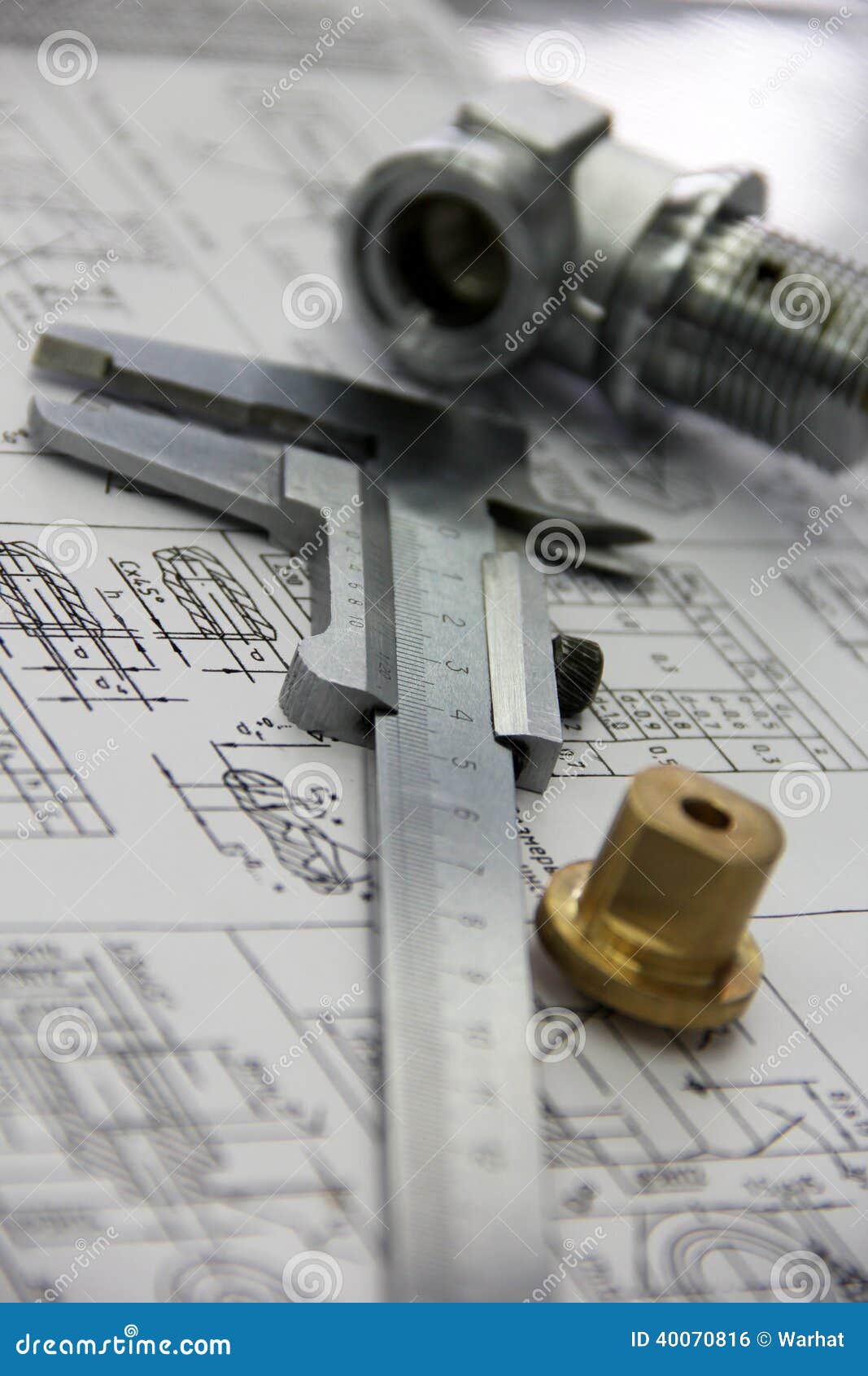 Measuring Tool and Workpiece Stock Photo - Image of drawing, paper ...