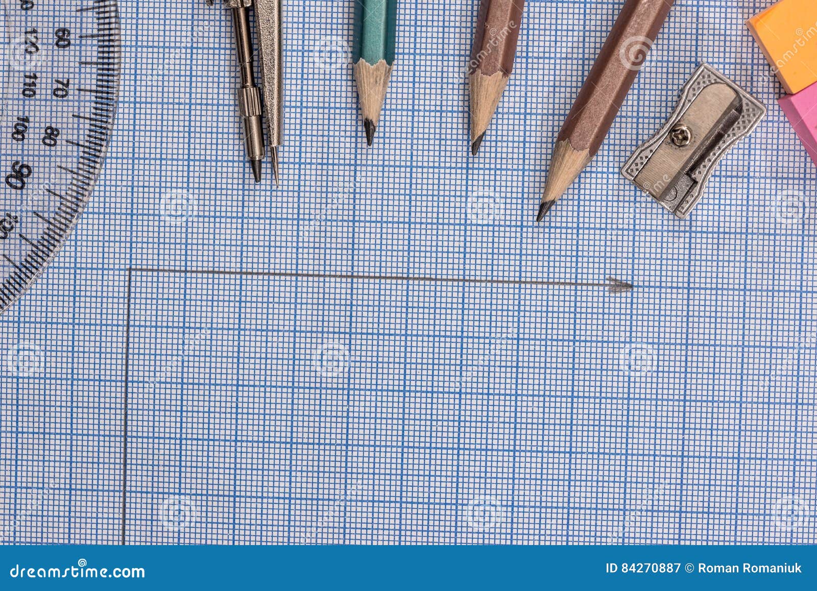 Measuring Tools Above Blue Graph Stock Image - Image of education ...