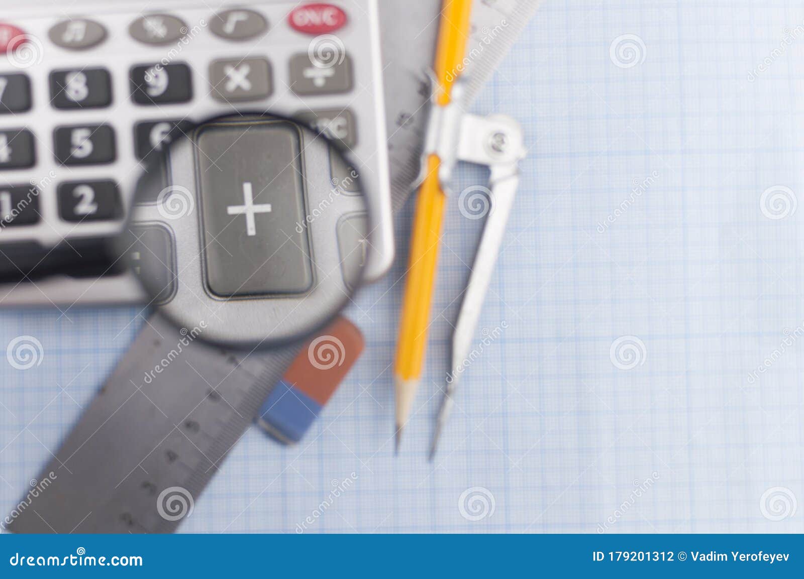 Measuring Tools Above Blue Graph Paper Stock Photo - Image of concept ...