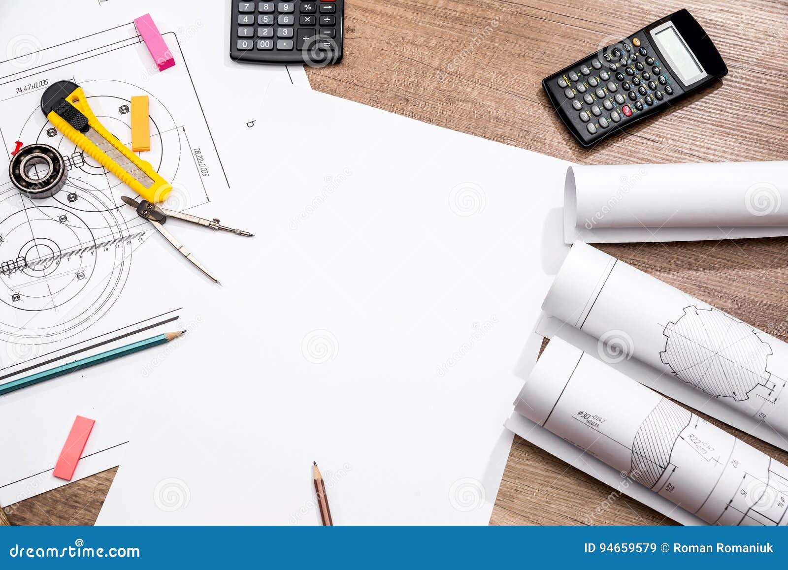 Measuring Tools on the Background of Technical Drawings. Stock Image ...
