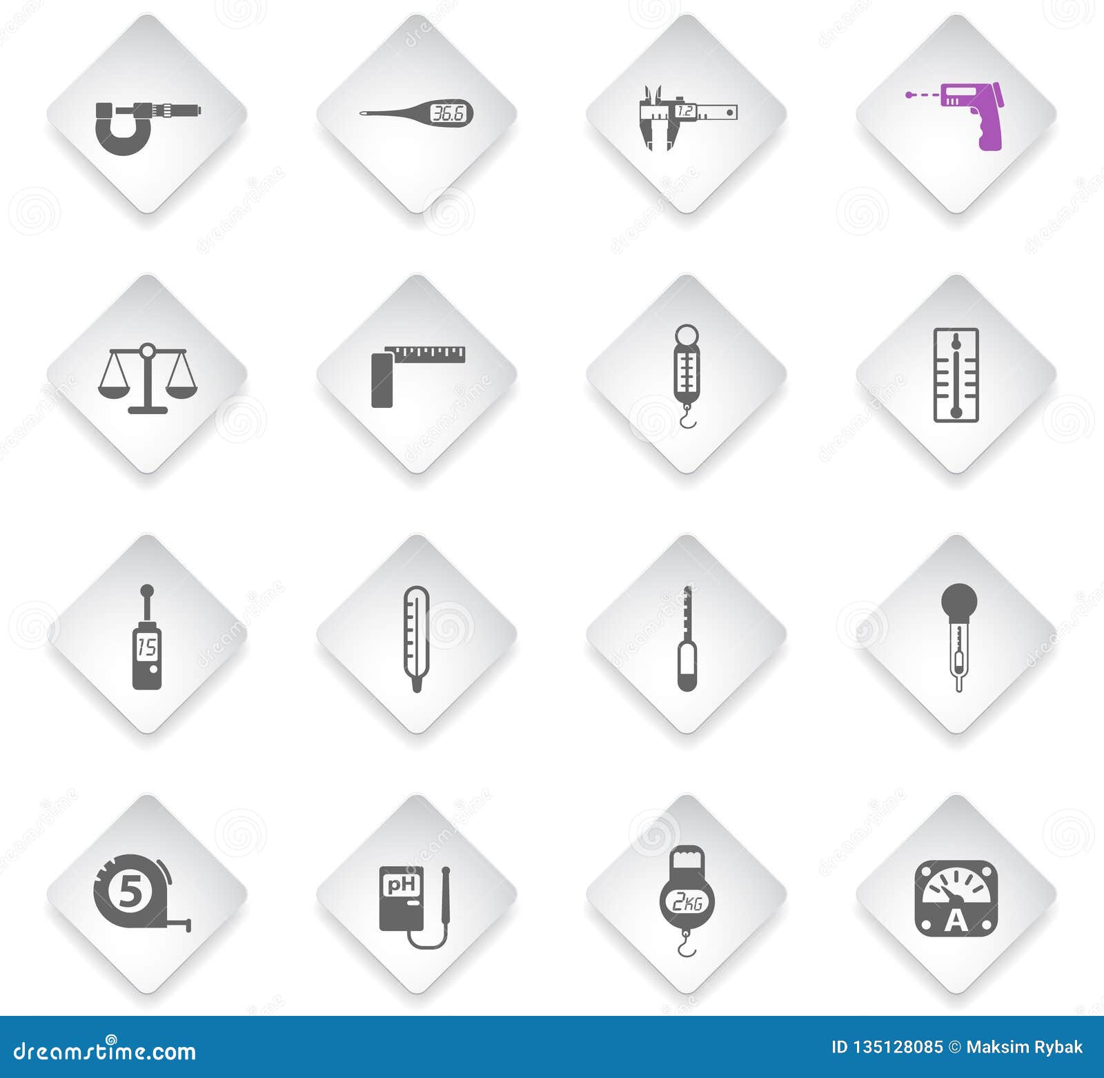 Measuring tools icon set stock vector. Illustration of kanter - 135128085