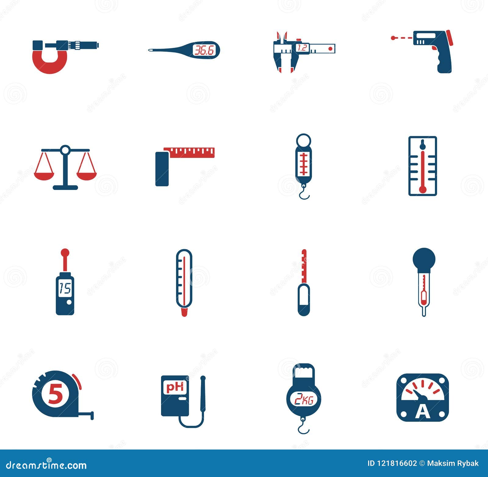 Measuring tools icon set stock vector. Illustration of ampermeter ...