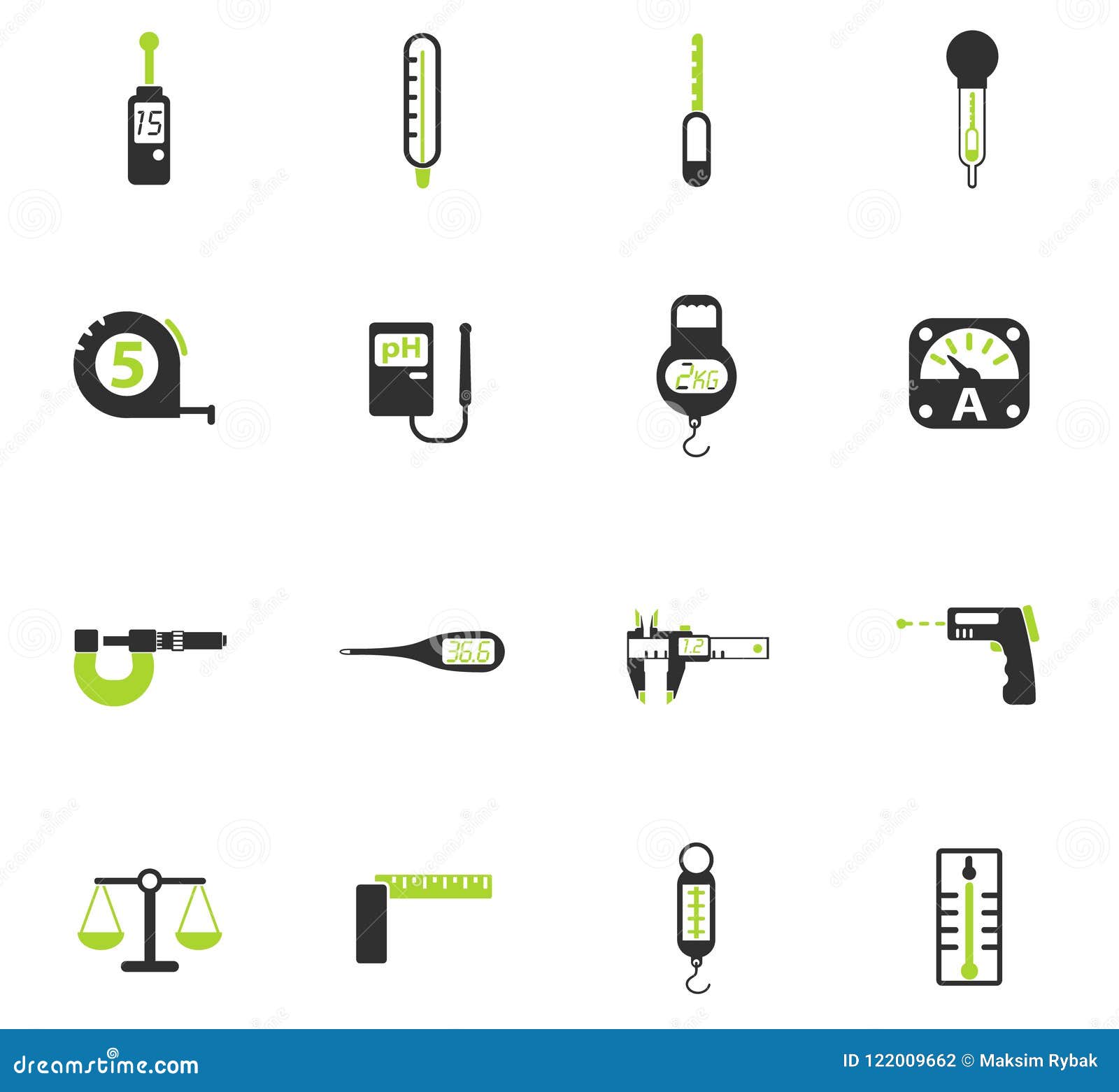 Measuring tools icon set stock vector. Illustration of micrometer ...
