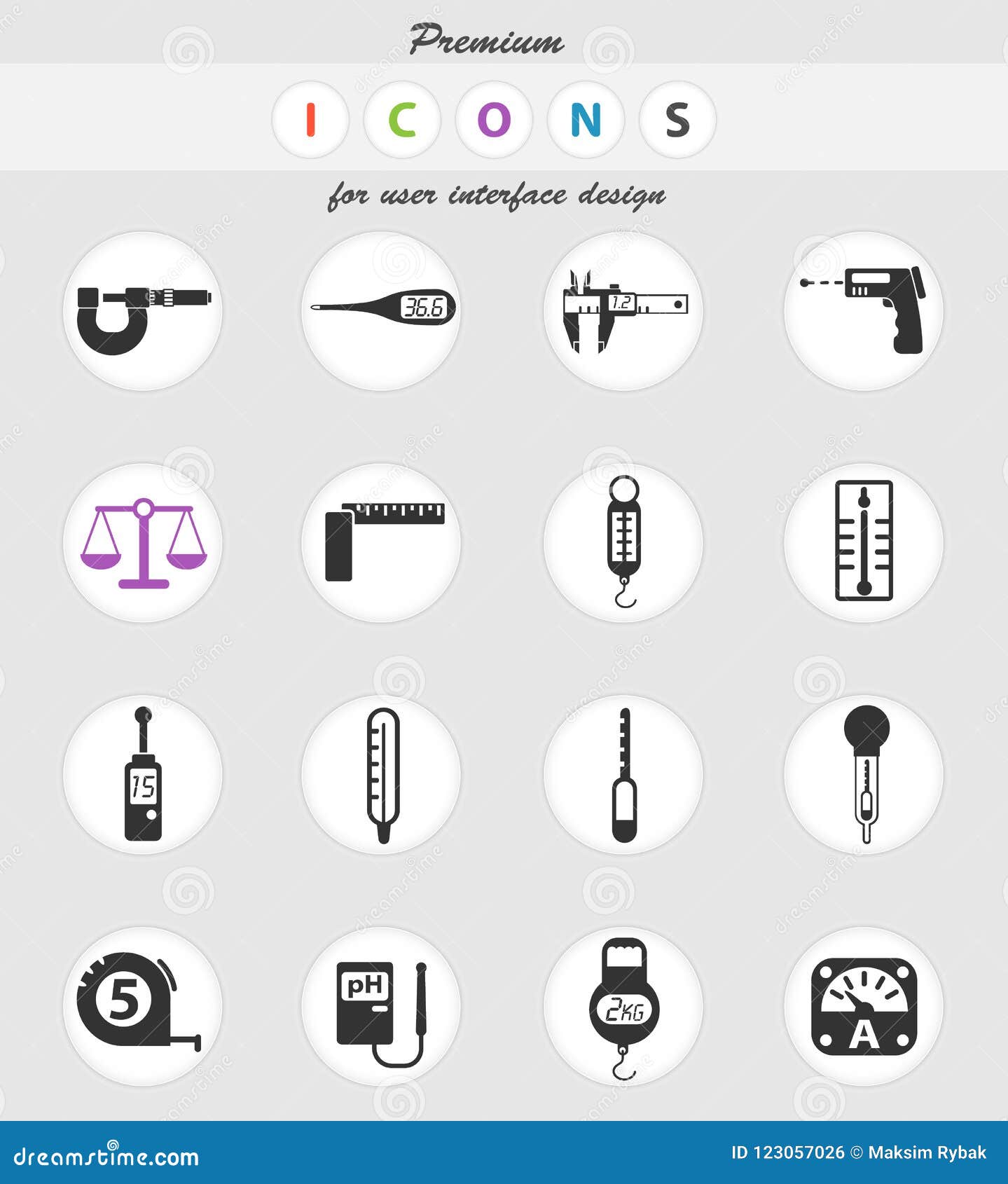 Measuring tools icon set stock vector. Illustration of scales - 123057026