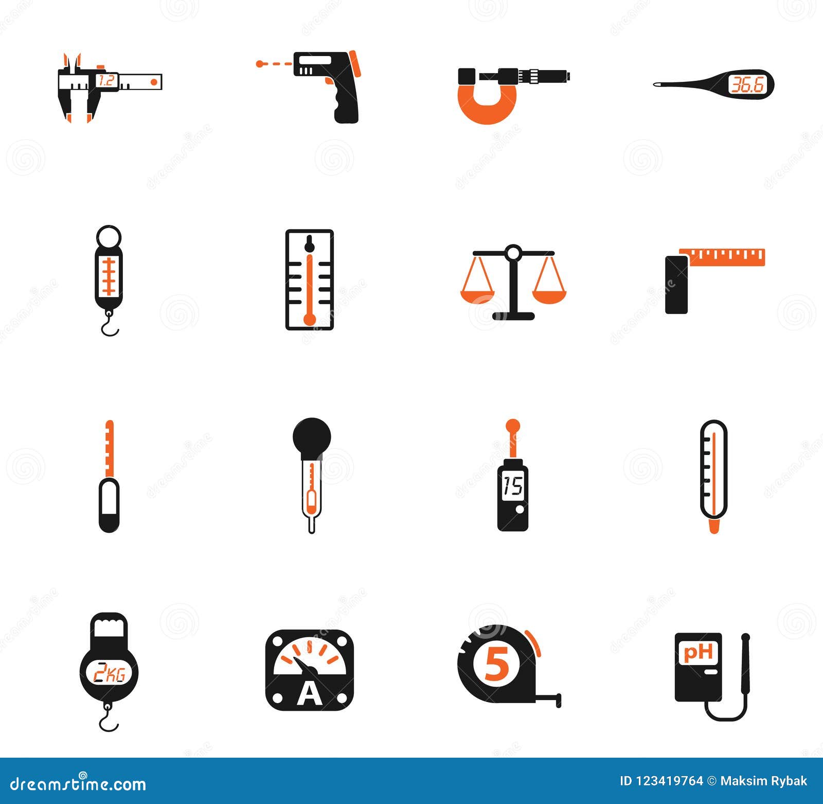 Measuring tools icon set stock illustration. Illustration of vector ...