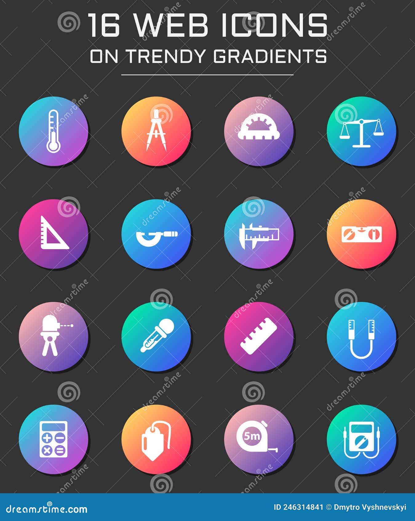 Measuring Tools Icon Set. Measuring Tools Web Icons Stock Vector ...