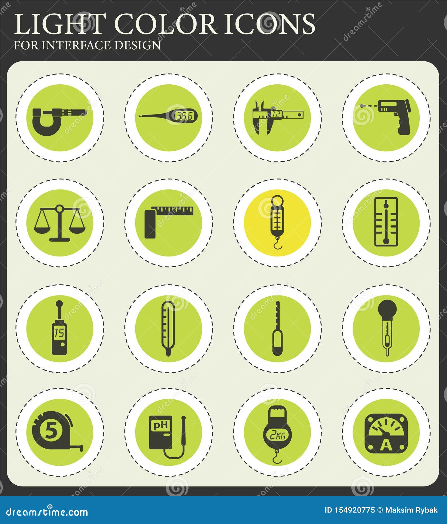Measuring tools icon set stock vector. Illustration of ampermeter ...