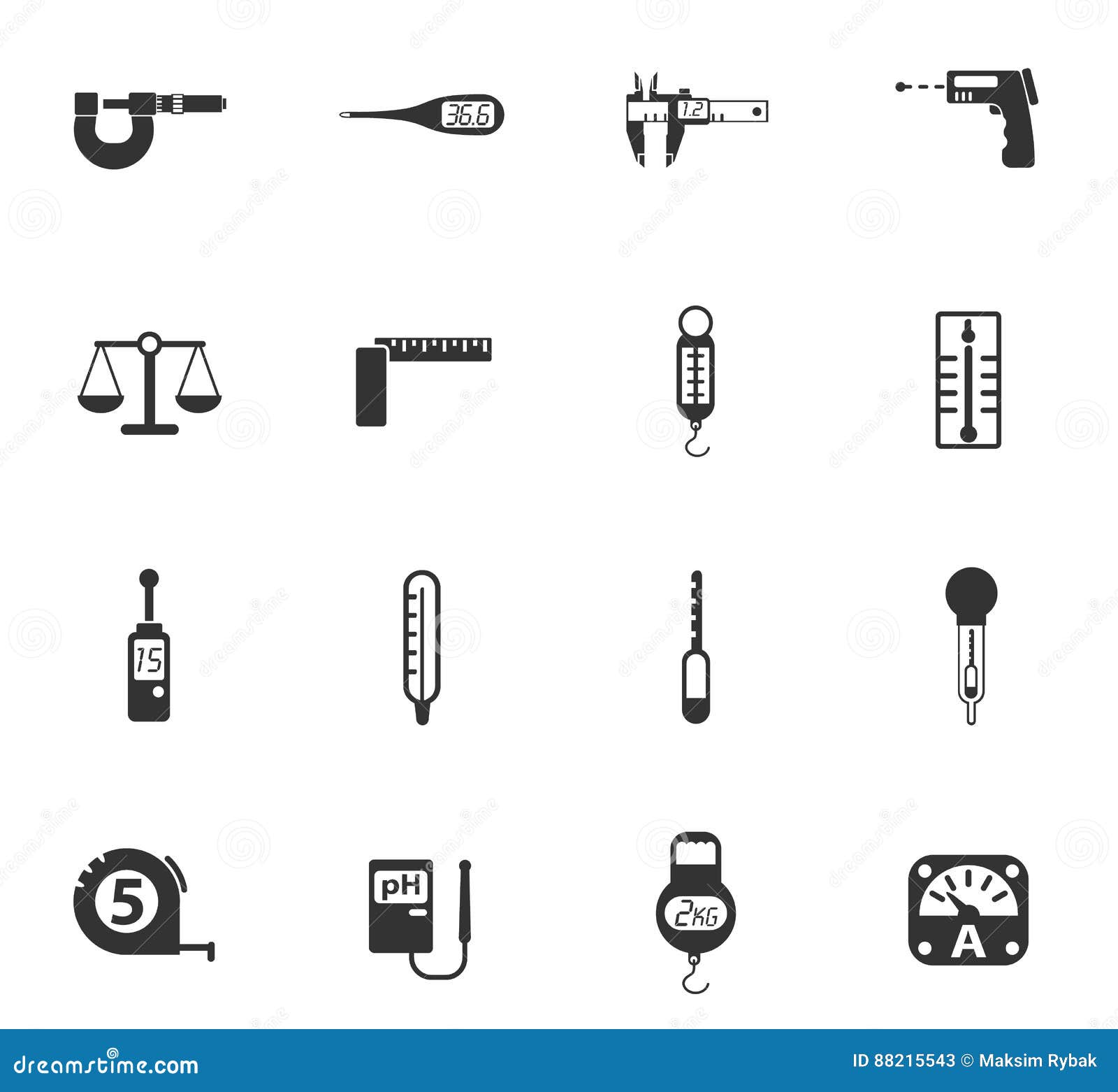 Measuring tools icon set stock vector. Illustration of symbol - 88215543