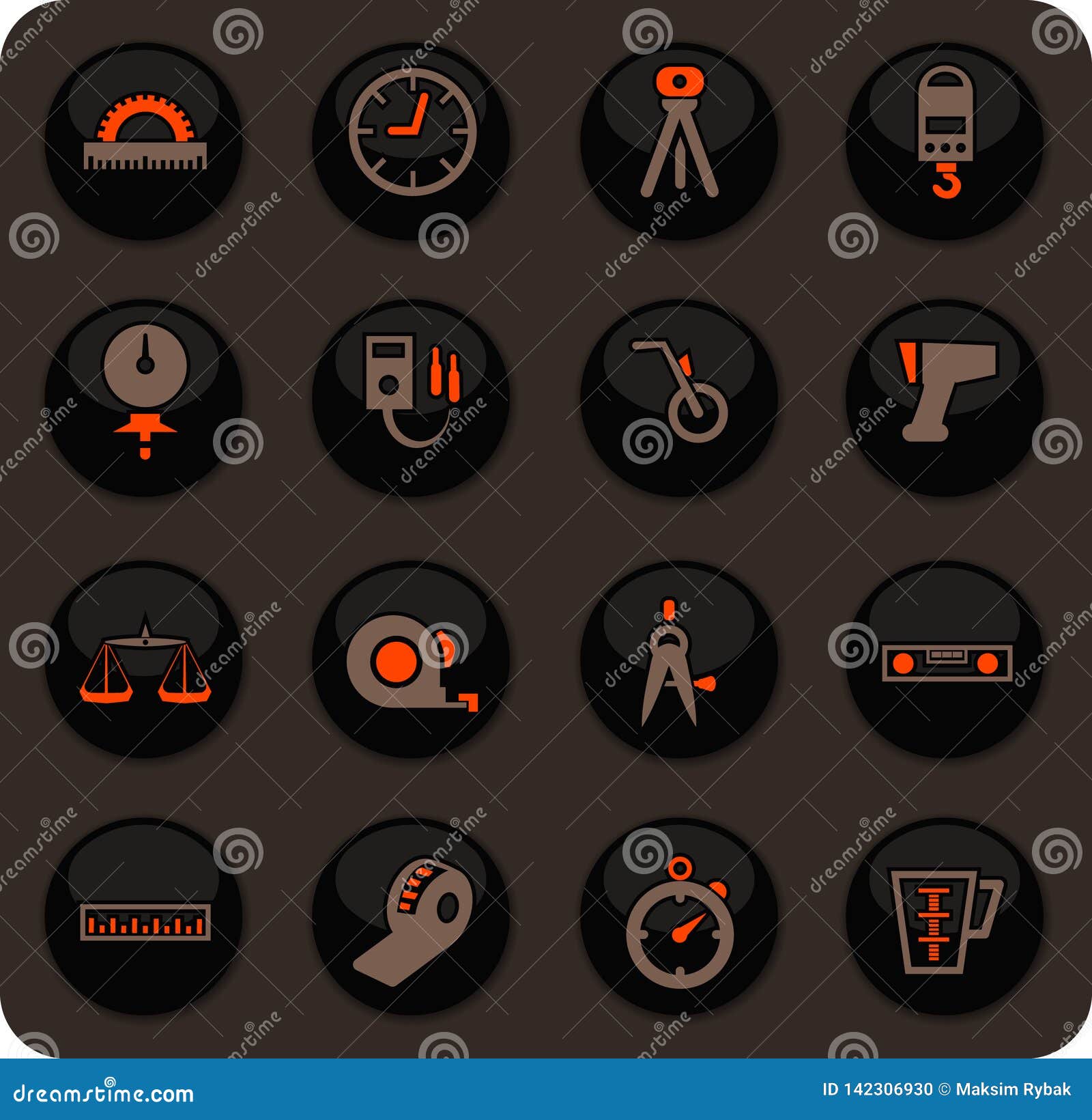 Measuring tools icons set stock vector. Illustration of protractor ...