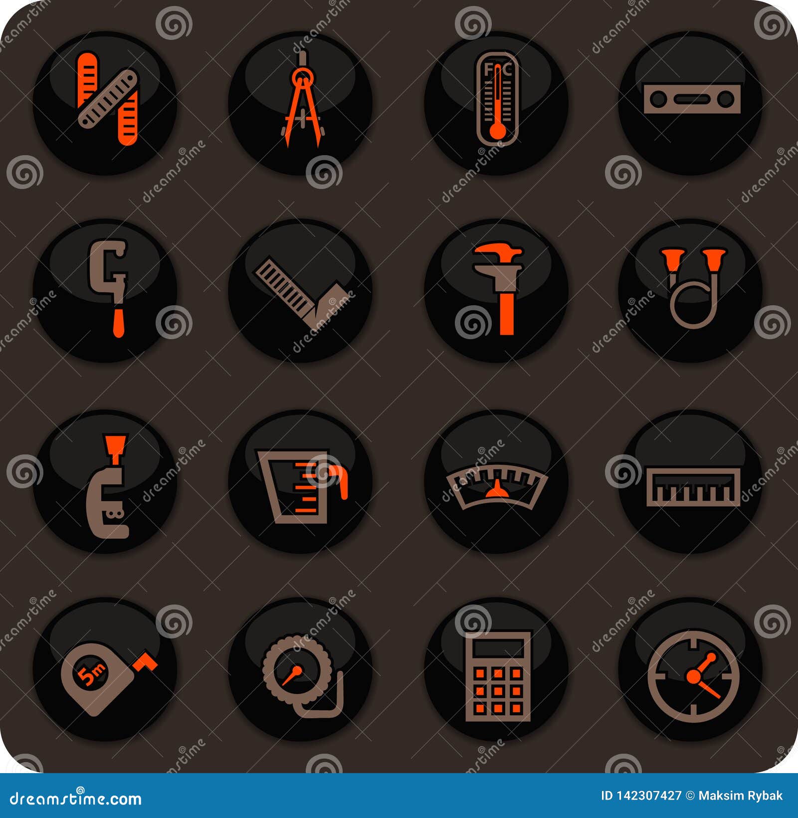 Measuring tools icons set stock vector. Illustration of ruler - 142307427