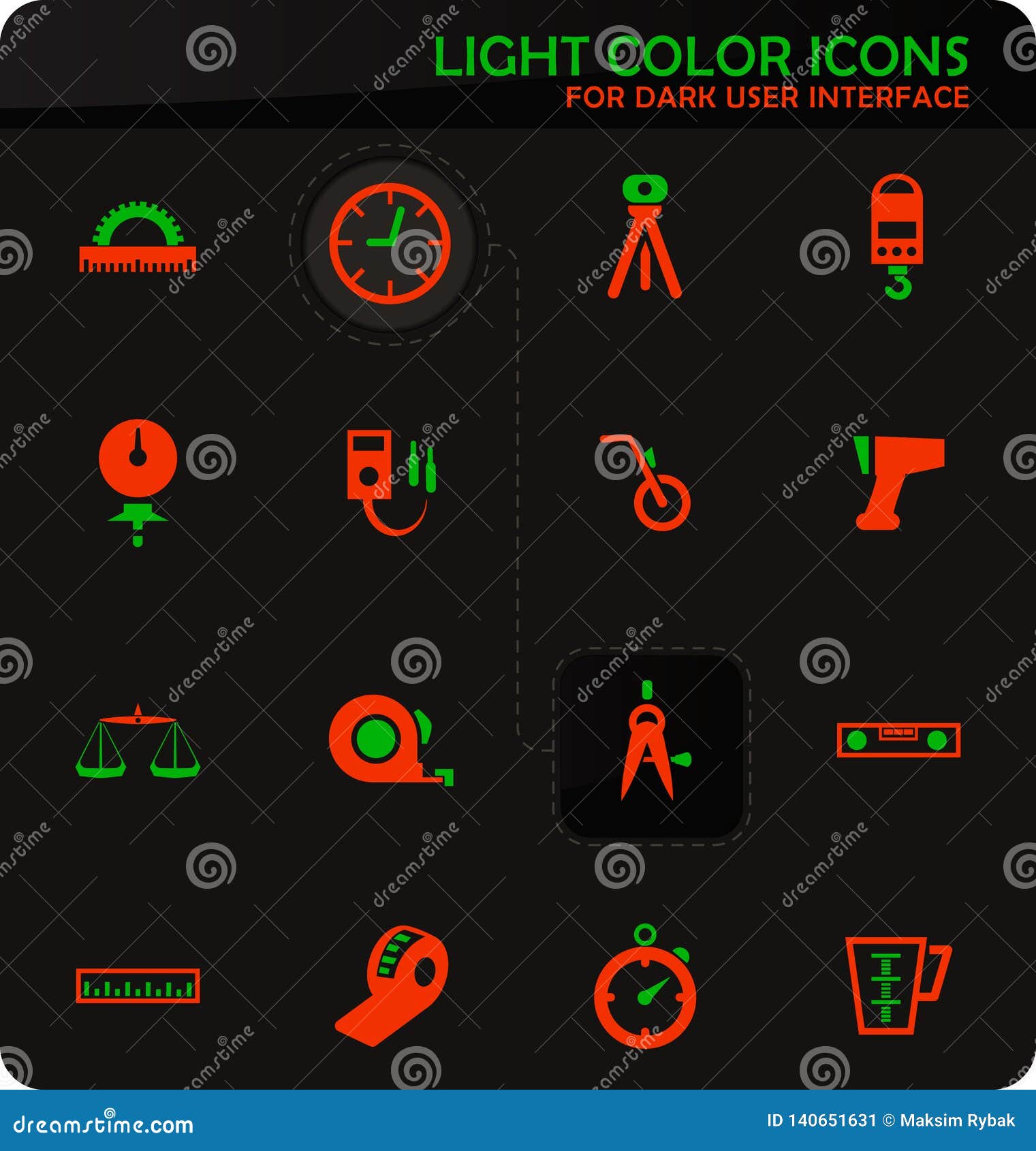 Measuring tools icons set stock vector. Illustration of symbol - 140651631