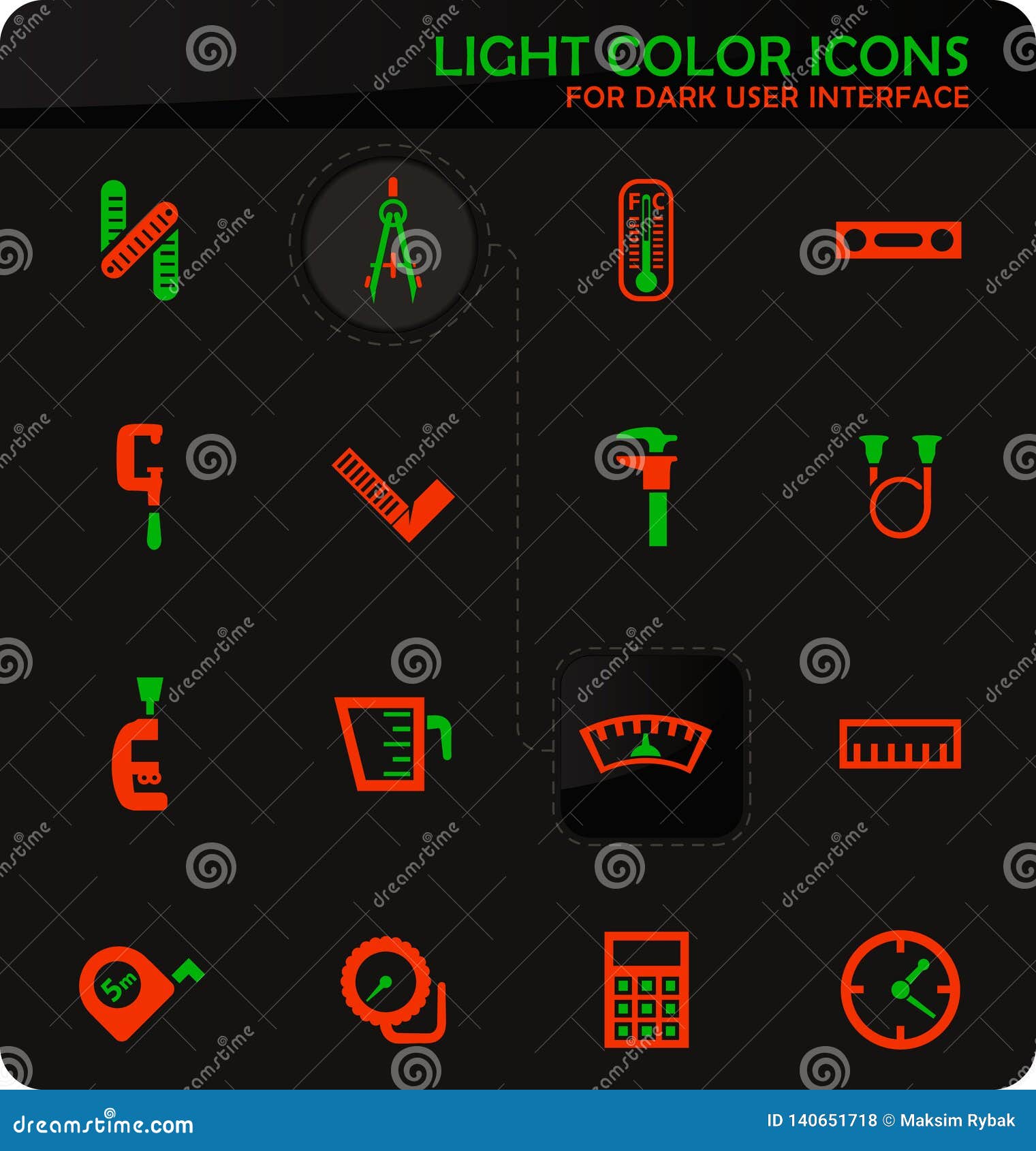 Measuring tools icons set stock vector. Illustration of ruler - 140651718