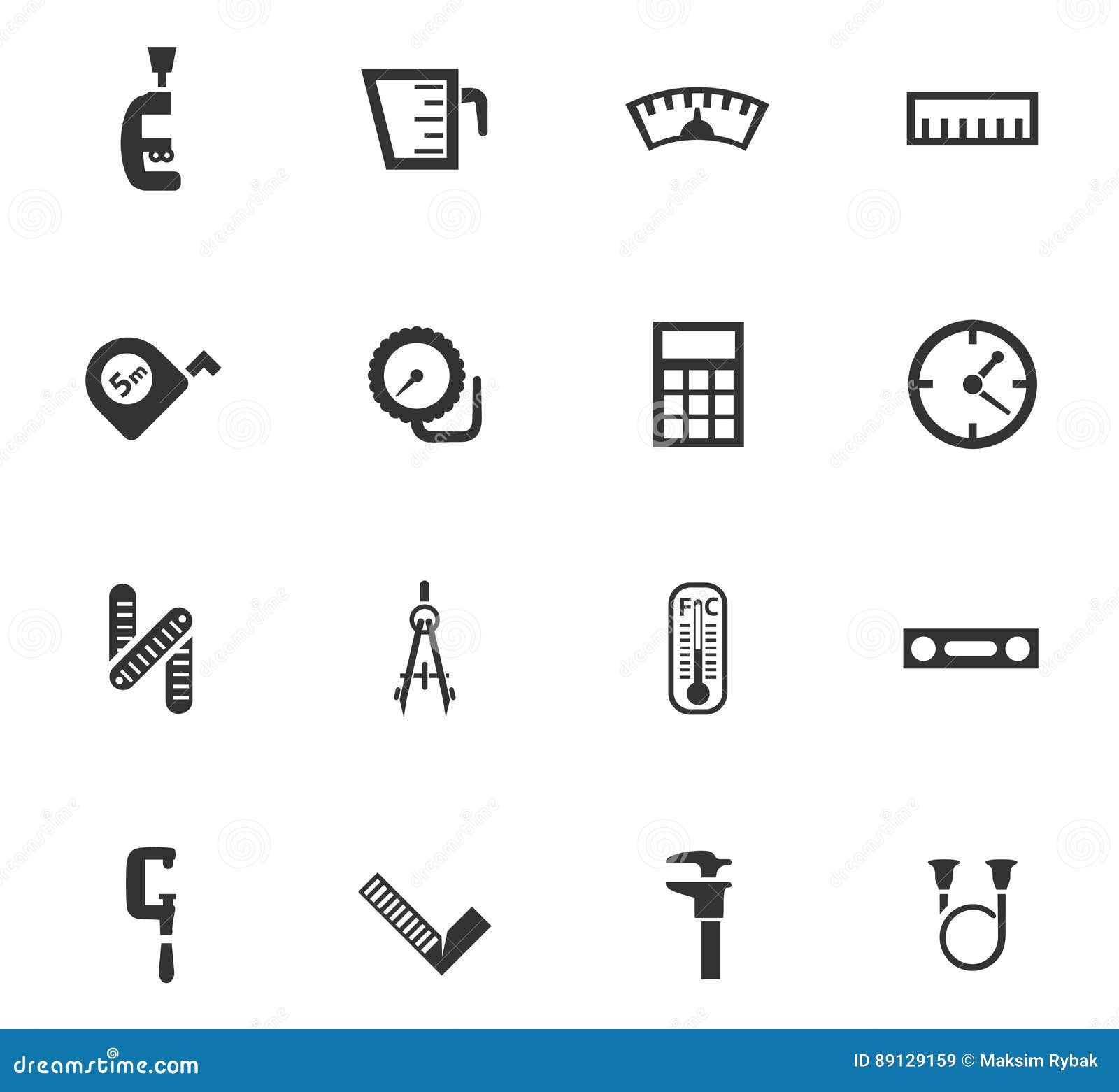 Measuring tools icons set stock illustration. Illustration of ...
