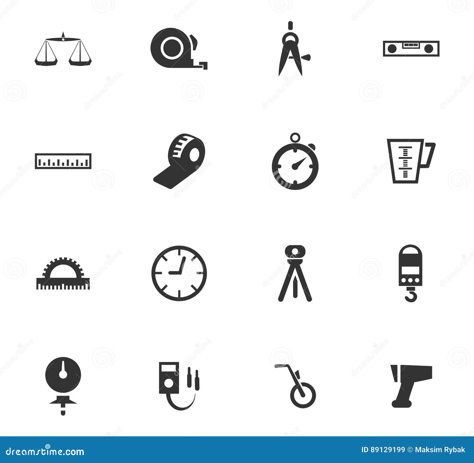 Measuring tools icons set stock illustration. Illustration of equipment ...