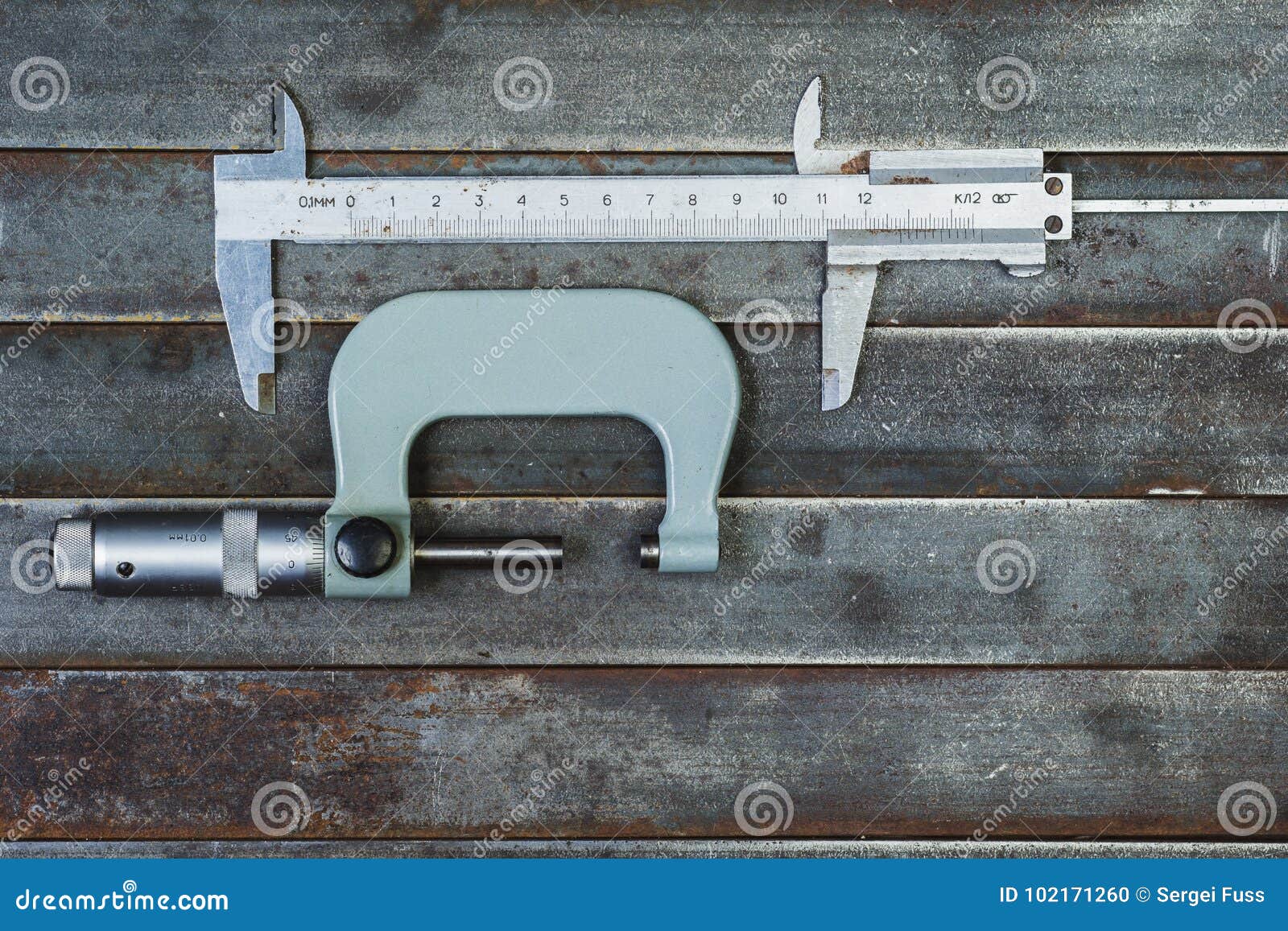 Measuring Tools, Metal Background. Background, Texture. Stock Photo ...
