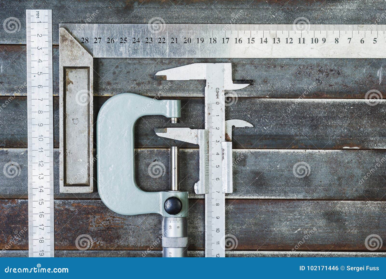 Measuring Tools, Metal Background. Background, Texture. Stock Photo ...