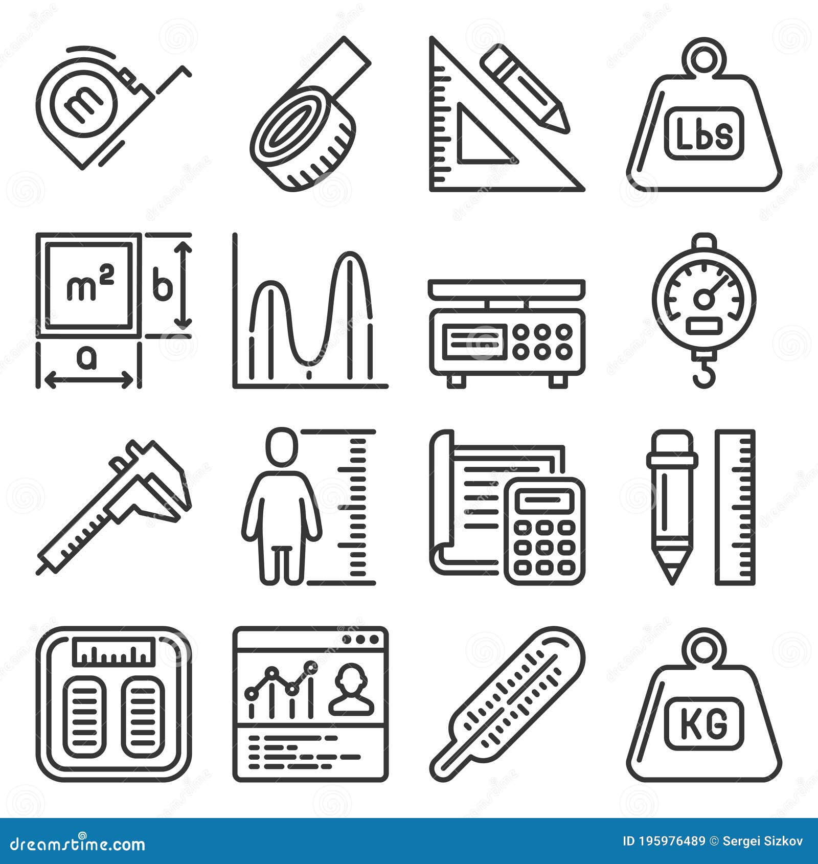 Measuring Tools and Scale Unit Icons Set. Vector Stock Vector ...