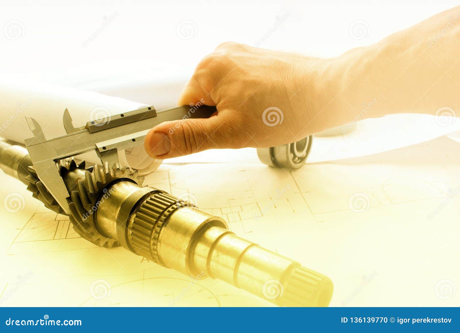 Measuring Tools Scattered in the Drawing, Engineering Work on the ...