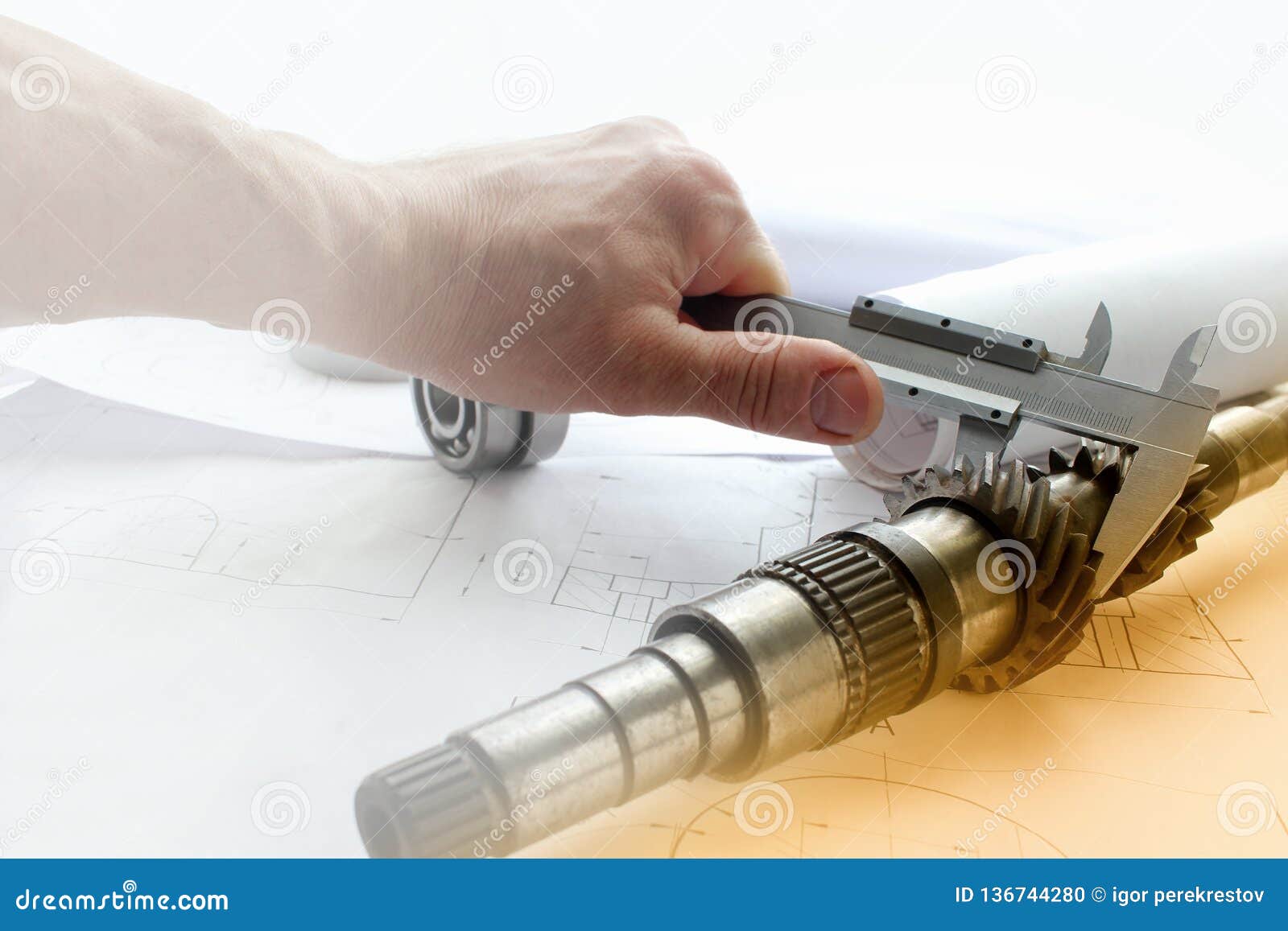 Measuring Tools Scattered in the Drawing, Engineering Work on the ...