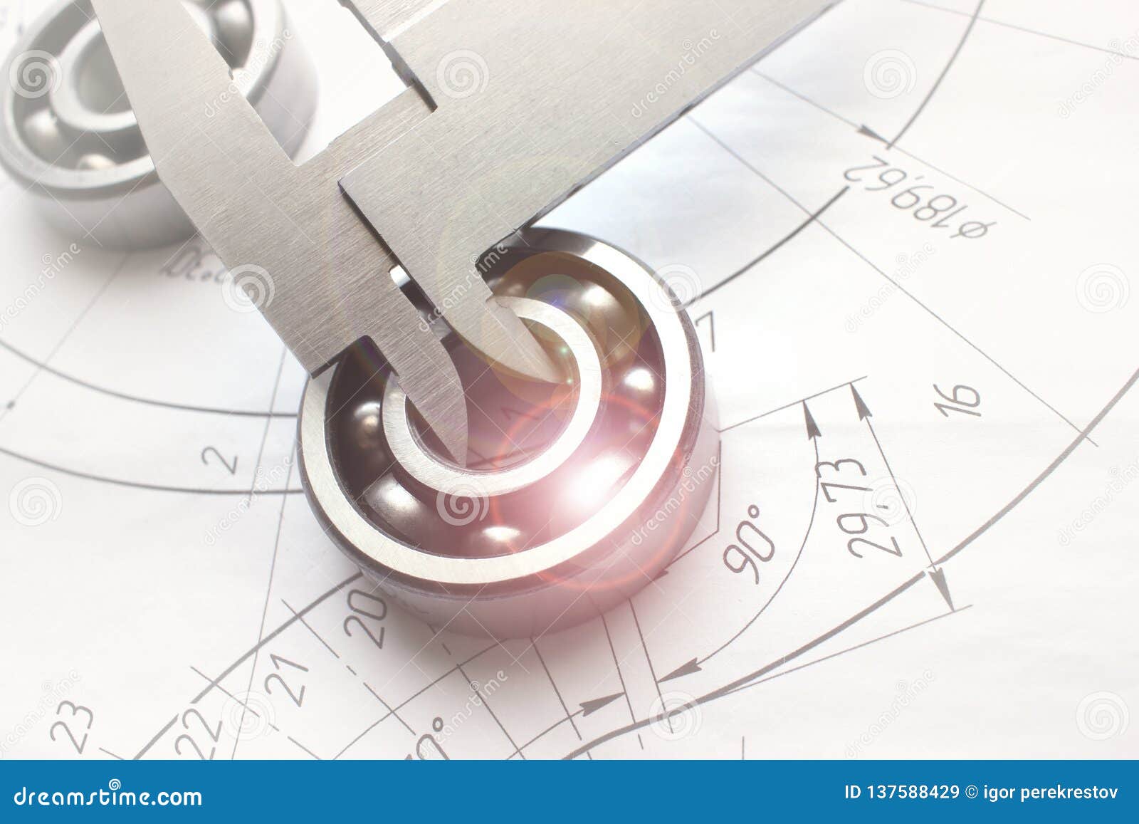 Measuring Bearing By Vernier Caliper Royalty-Free Stock Photography ...