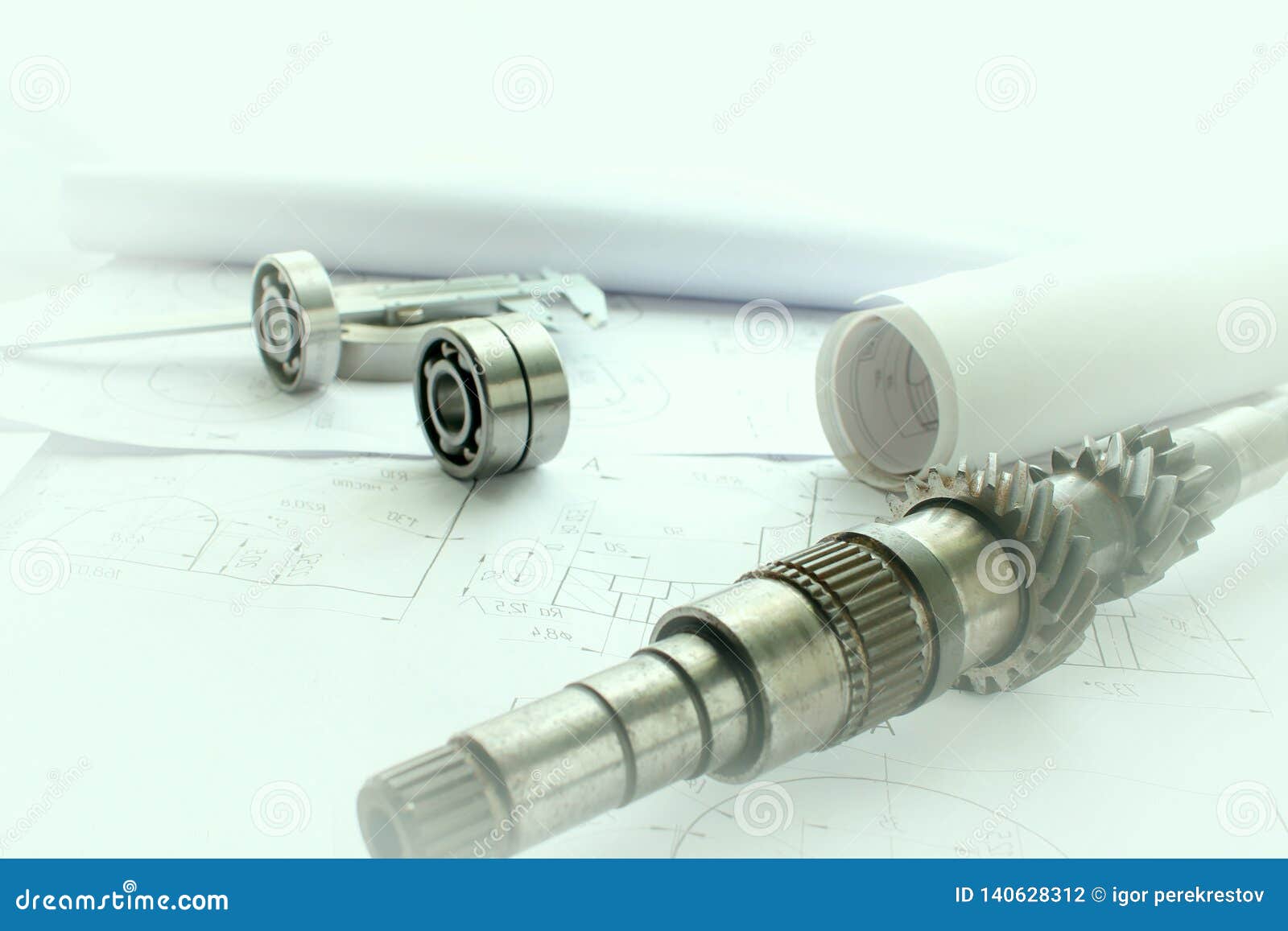 Measuring Tools Scattered in the Drawing, Engineering Work on the ...