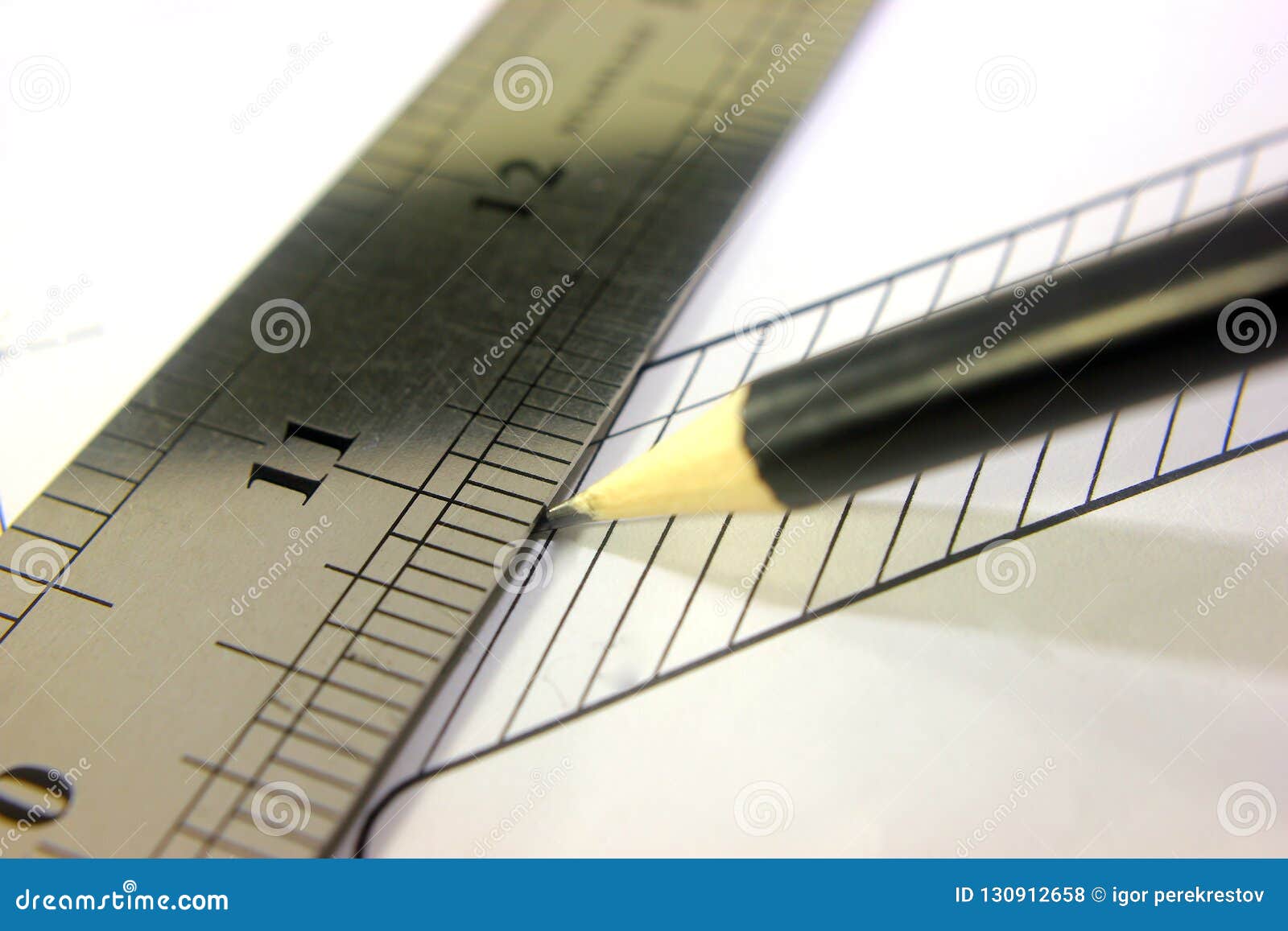 Measuring Tools Scattered in the Drawing Stock Photo - Image of ...