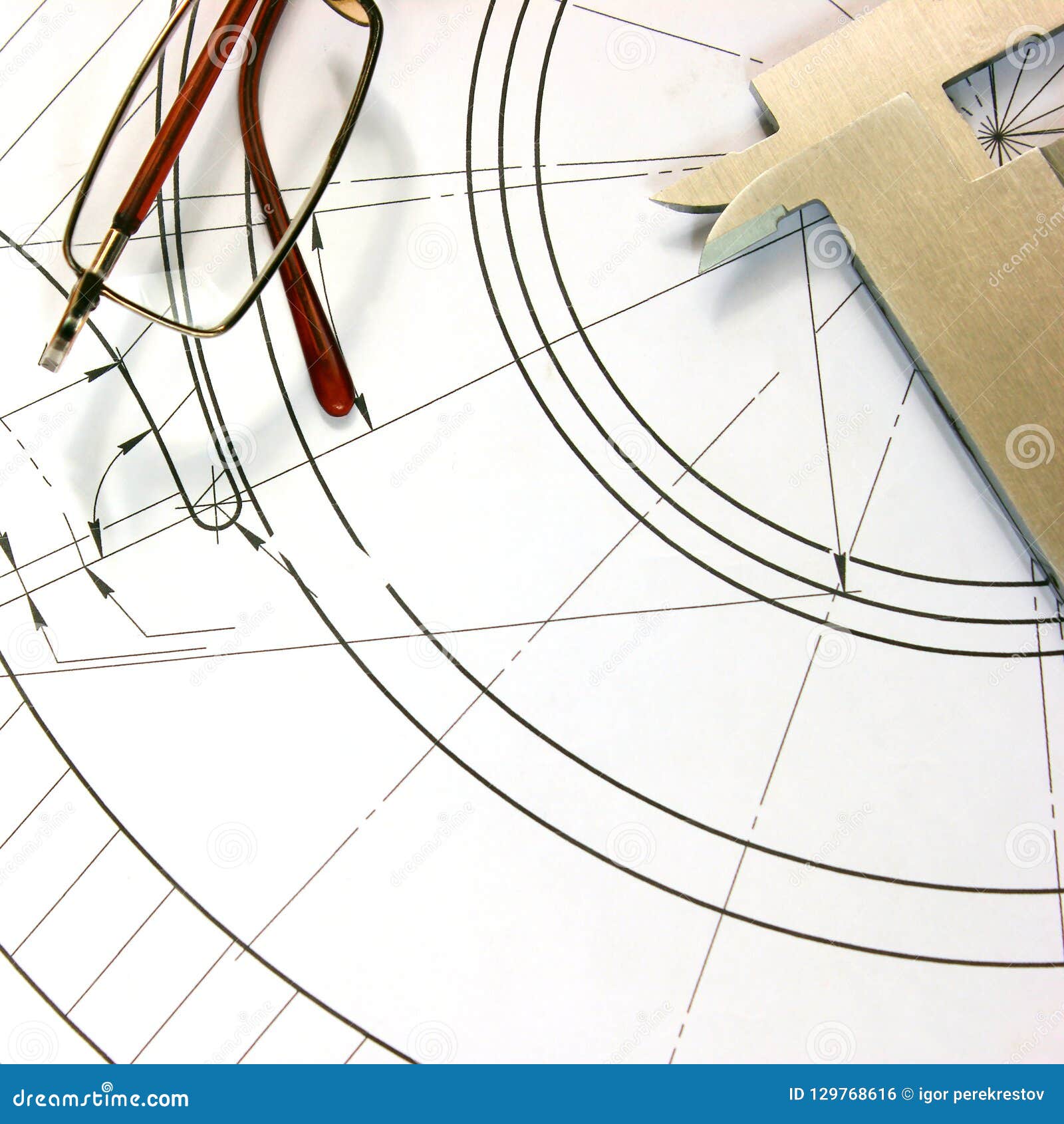 Measuring Tools Scattered in the Drawing Stock Photo - Image of drawing ...