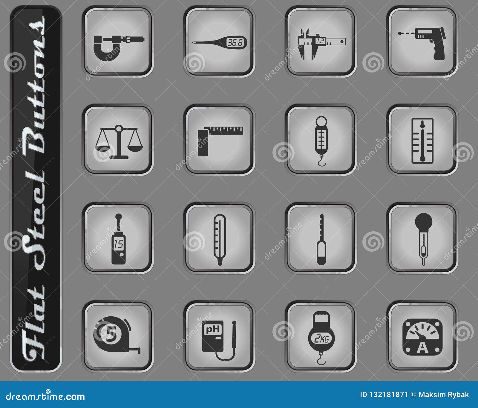 Measuring tools icon set stock vector. Illustration of icon - 132181871