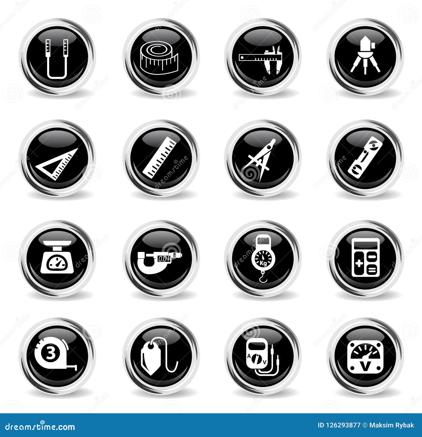 Measuring tools icon set stock vector. Illustration of voltmeter ...