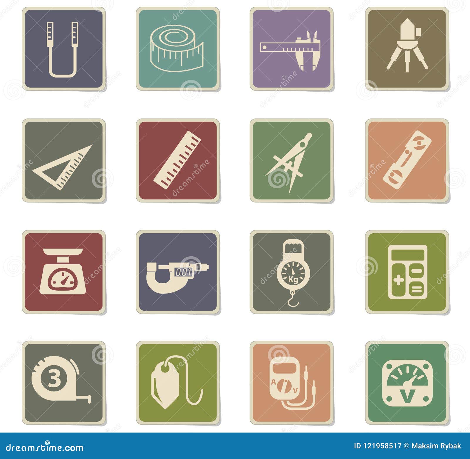Measuring tools icon set stock illustration. Illustration of meter ...