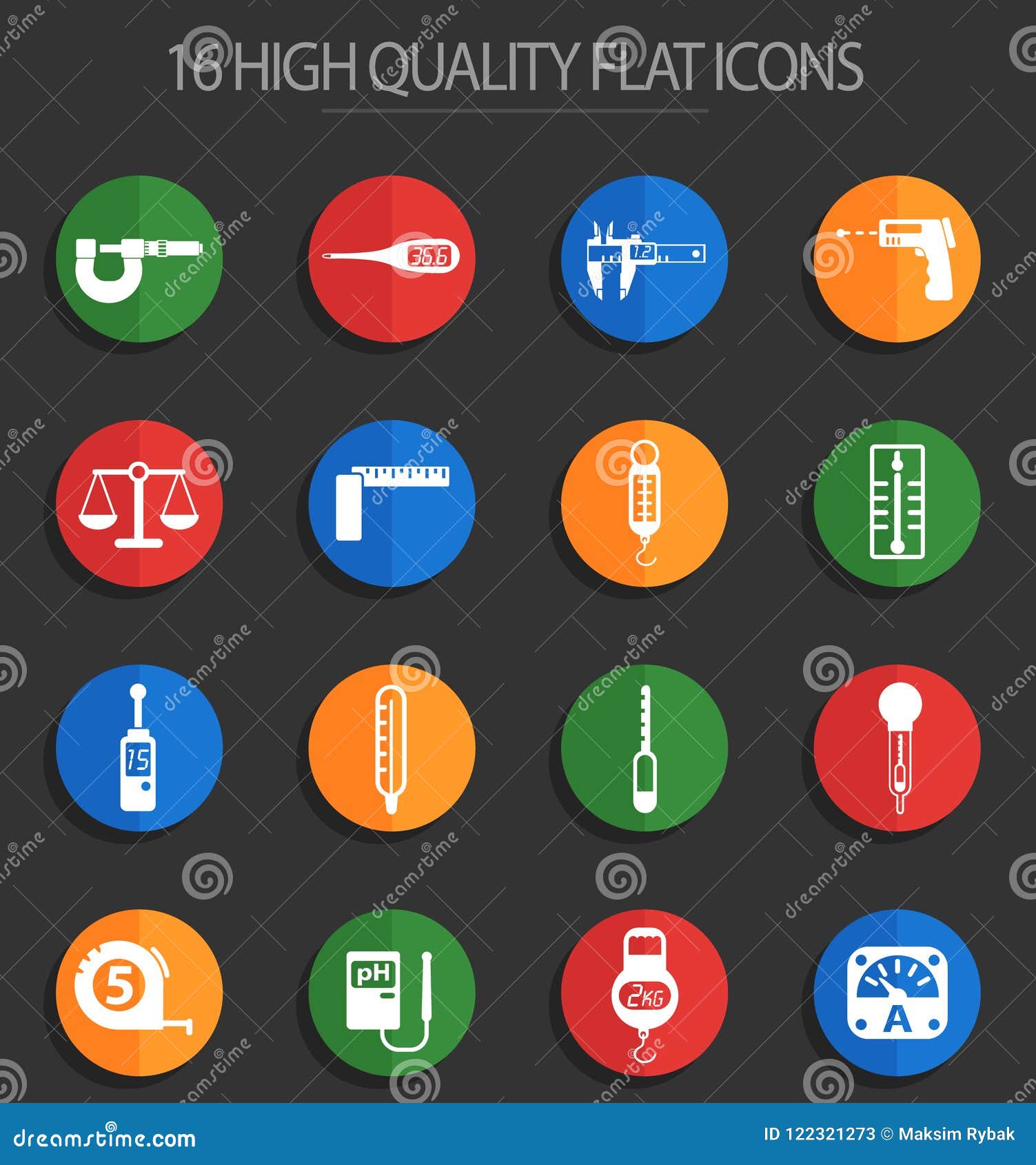 Measuring Tools Vector Icon On White Background. Flat Vector Measuring ...